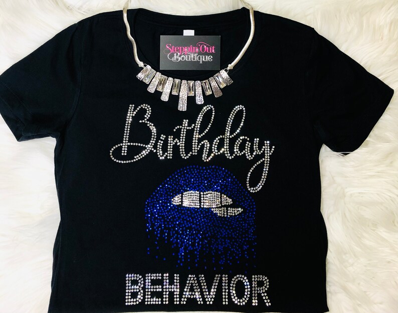 Birthday Behavior Biting Lips Rhinestone Bling Shirt Sexy - Etsy