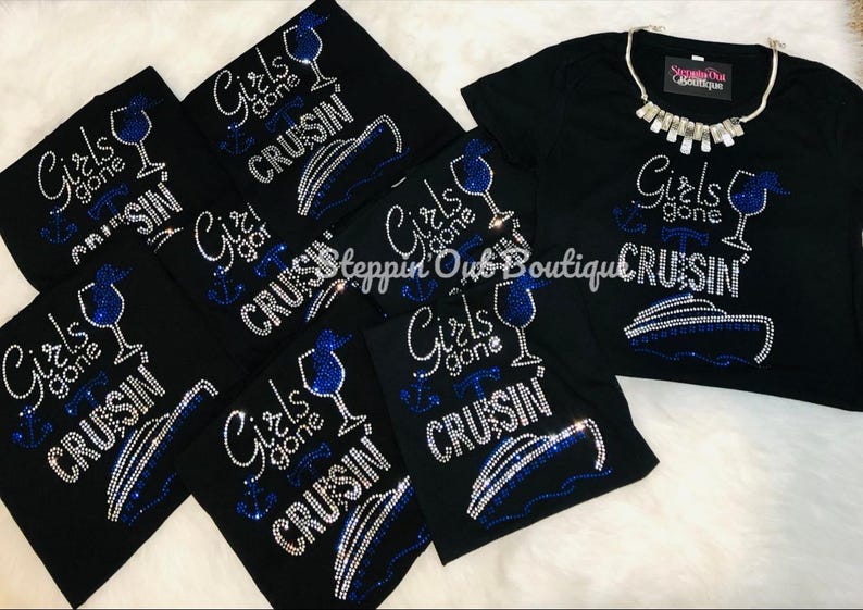 Girls Gone Cruisin Rhinestone Shirt - Cruise Bling T Shirt, Girls Trip ...