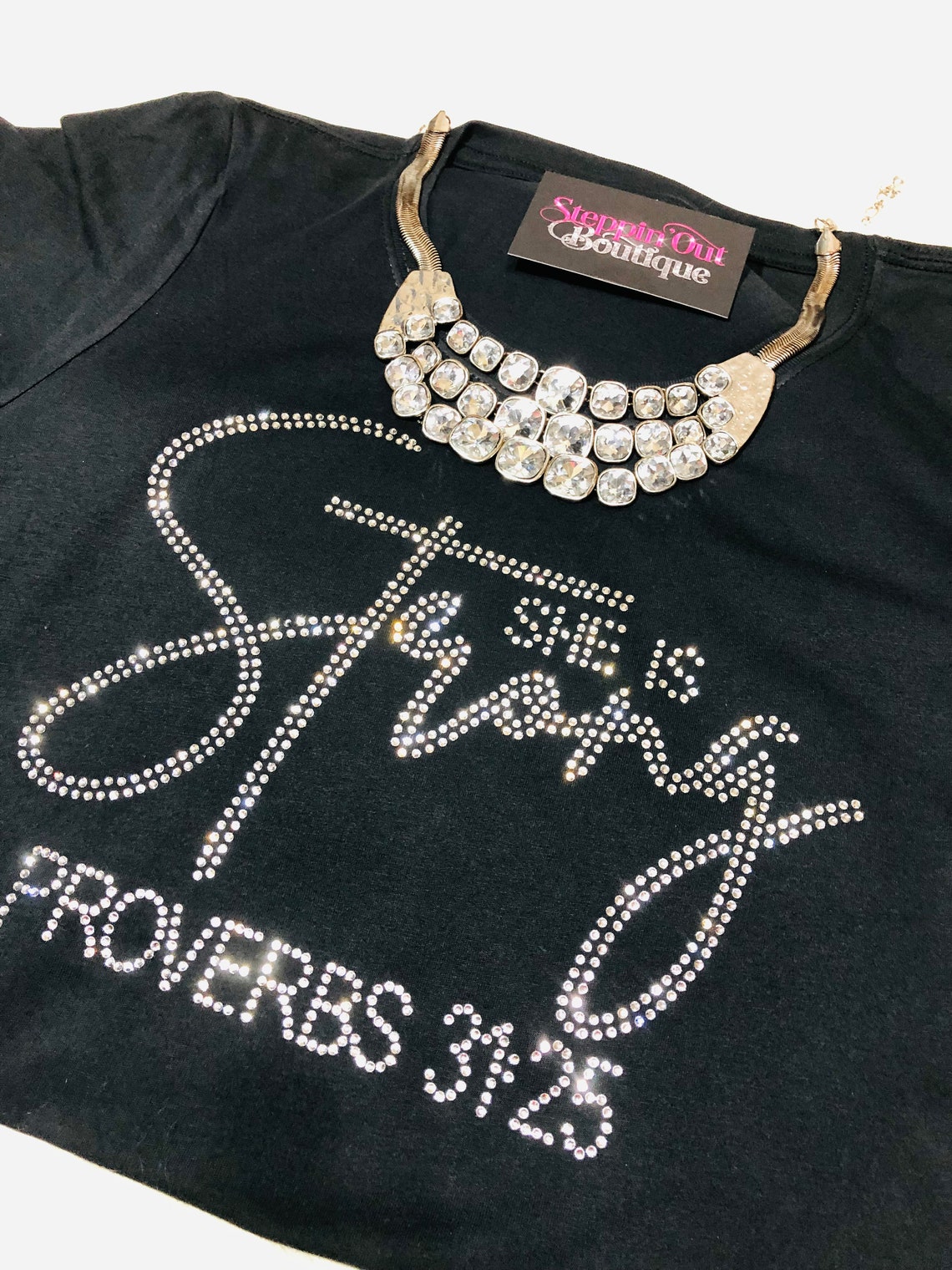 She is Strong Rhinestone Bling Shirt Proverbs Shirt | Etsy