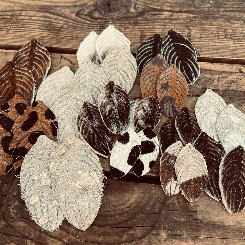 Cowhide Leaf Earrings - Etsy