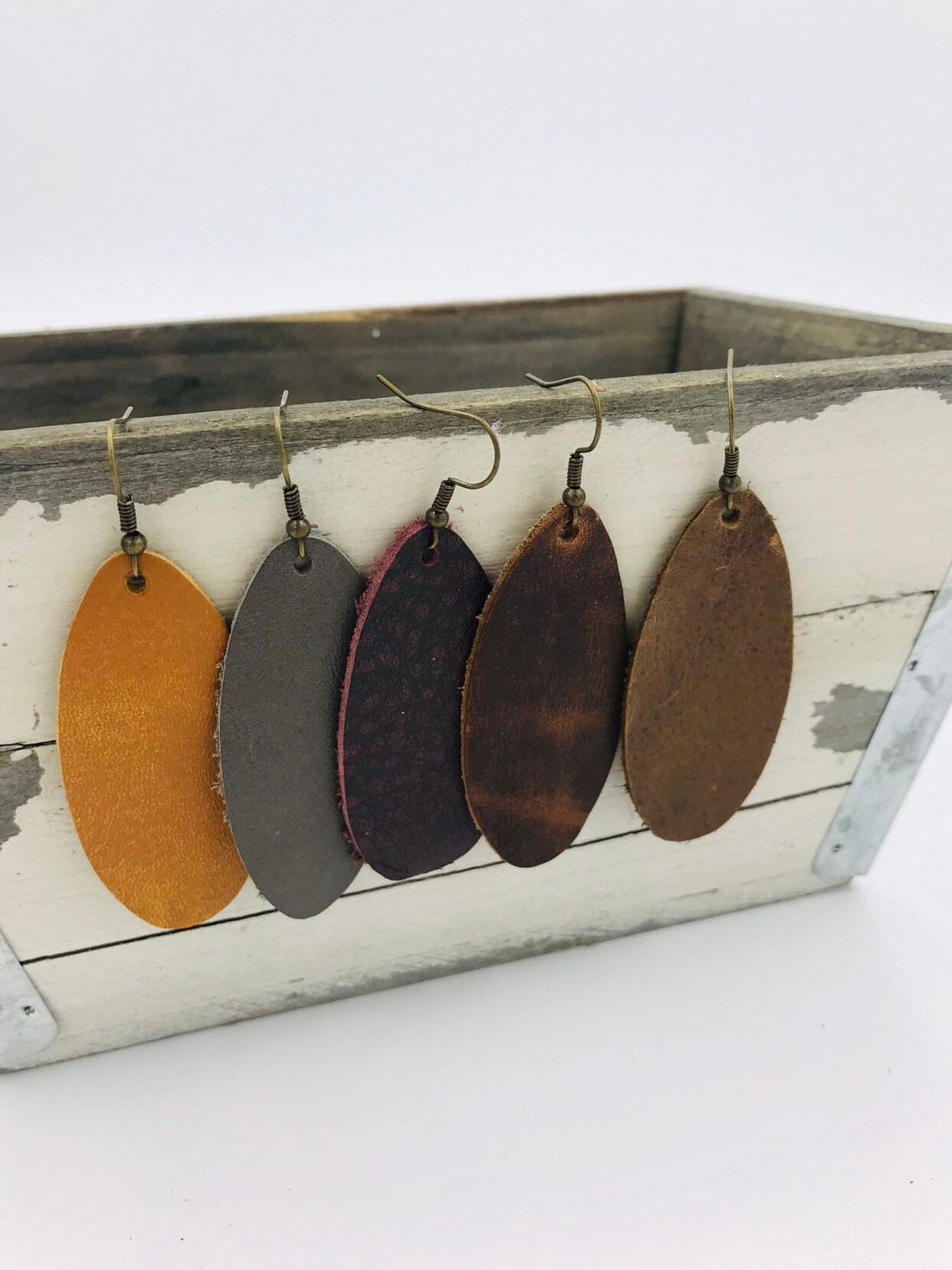 Leather Earrings-Leather Teardrop Earrings-Joanna Gaines | Etsy