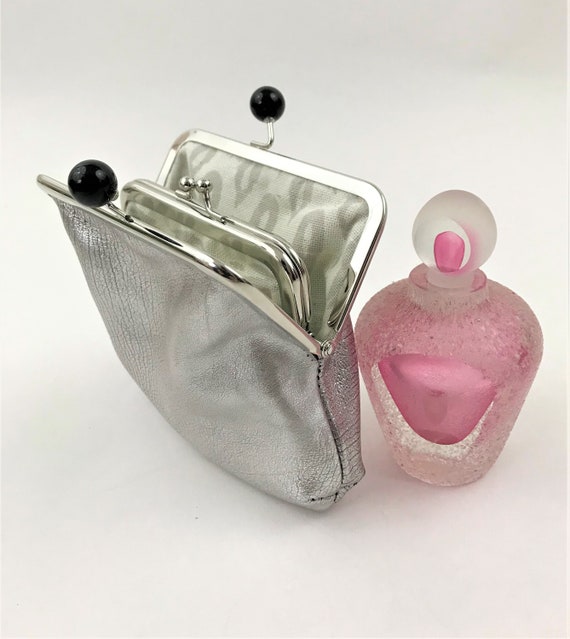 Double Frame Leather Purse3 Compartment Coin Purse Kiss Lock - Etsy