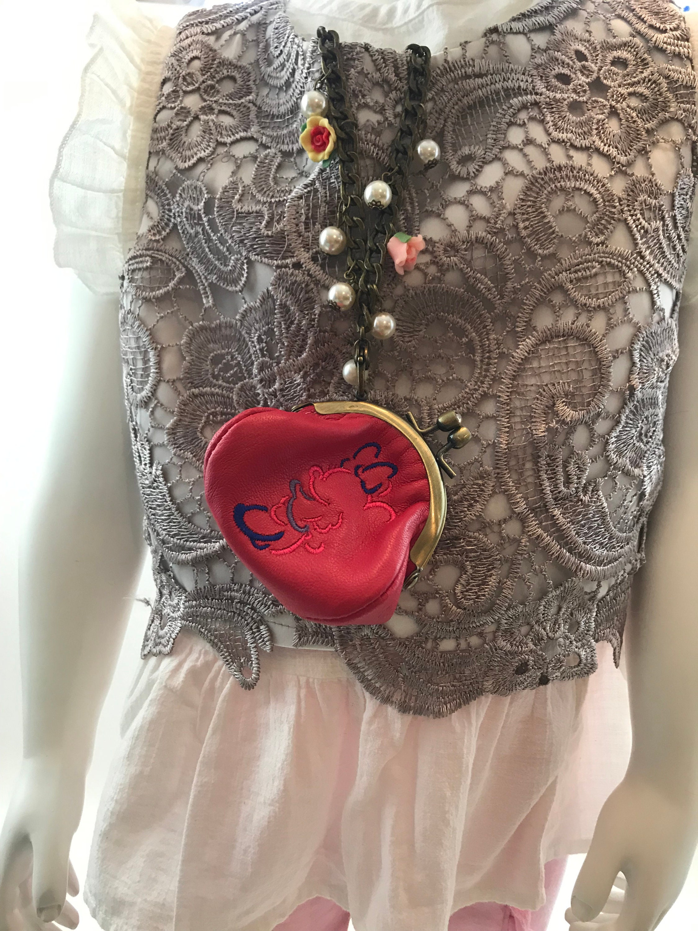 Minnie Mouse Coin Purse Leather Embroidered Minnie Mouse | Etsy