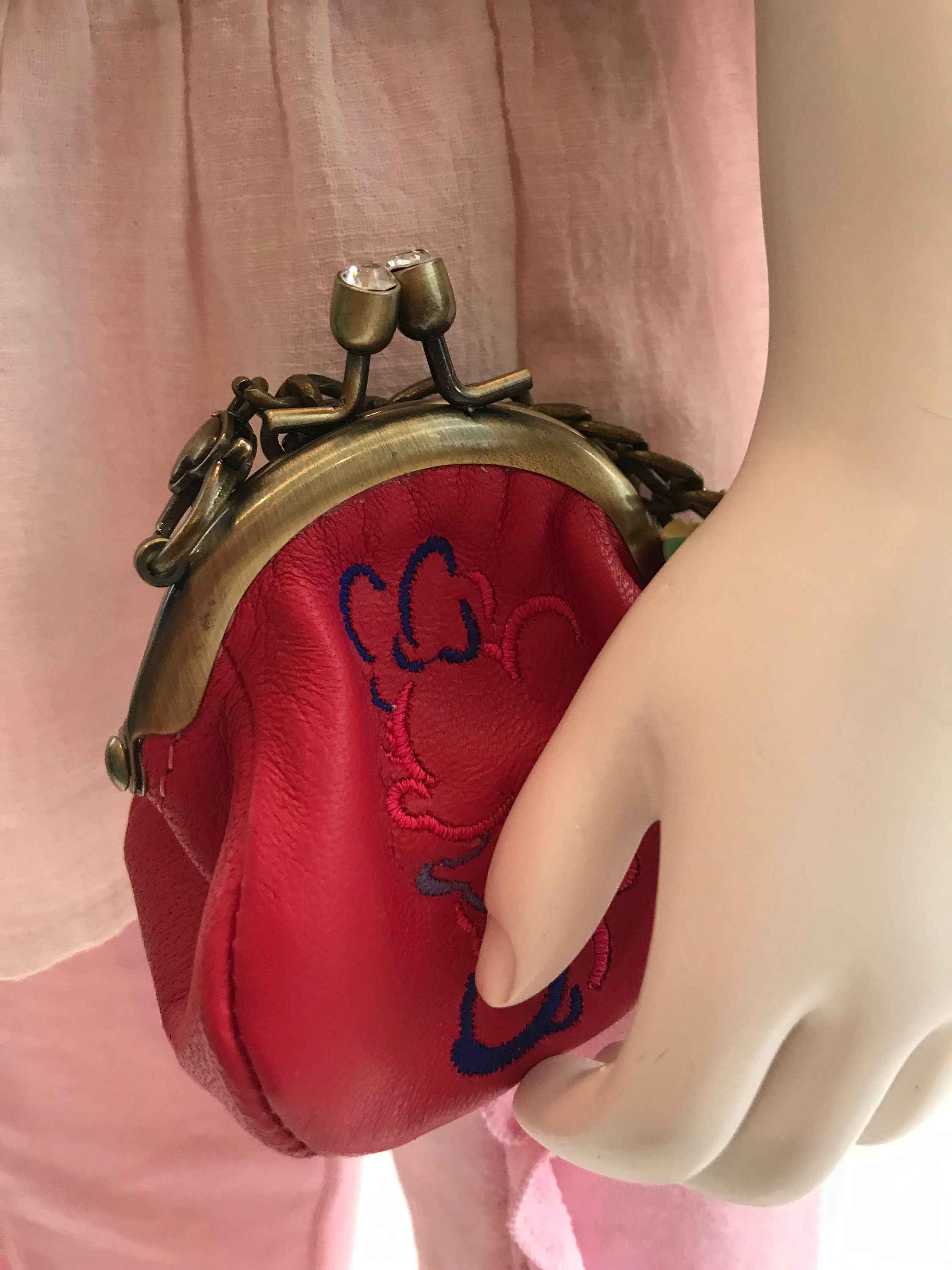 Minnie Mouse Coin Purse Leather Embroidered Minnie Mouse | Etsy