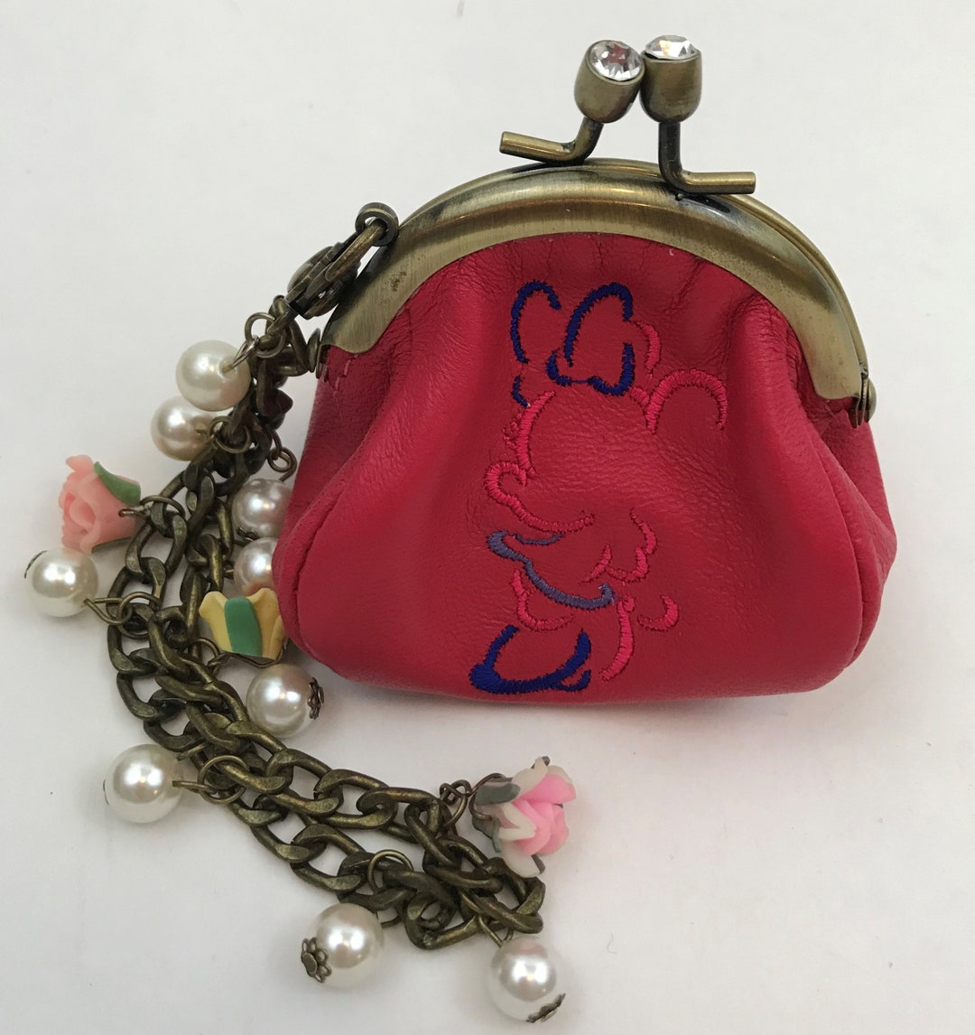Minnie Mouse Coin Purse, Leather Embroidered Minnie Mouse Pouch ...