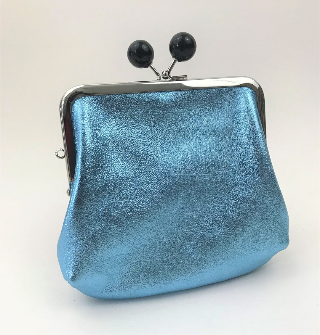 Genuine Leather Purse. Double Frame Leather Purse, 3 Compartment Coin ...