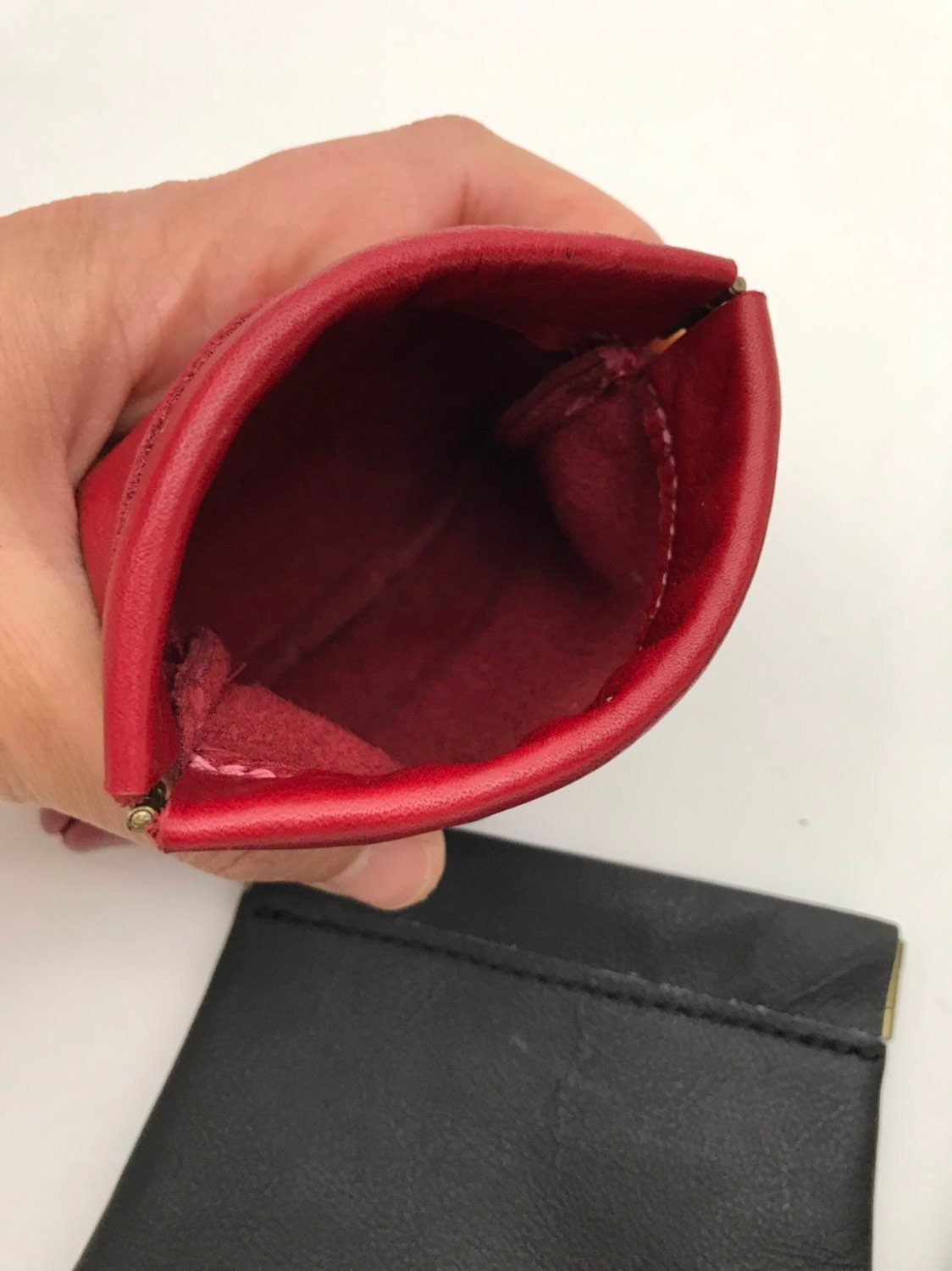 Genuine Leather Coin Purse, Leather Squeeze Coin Purse, Ear Buds Case ...