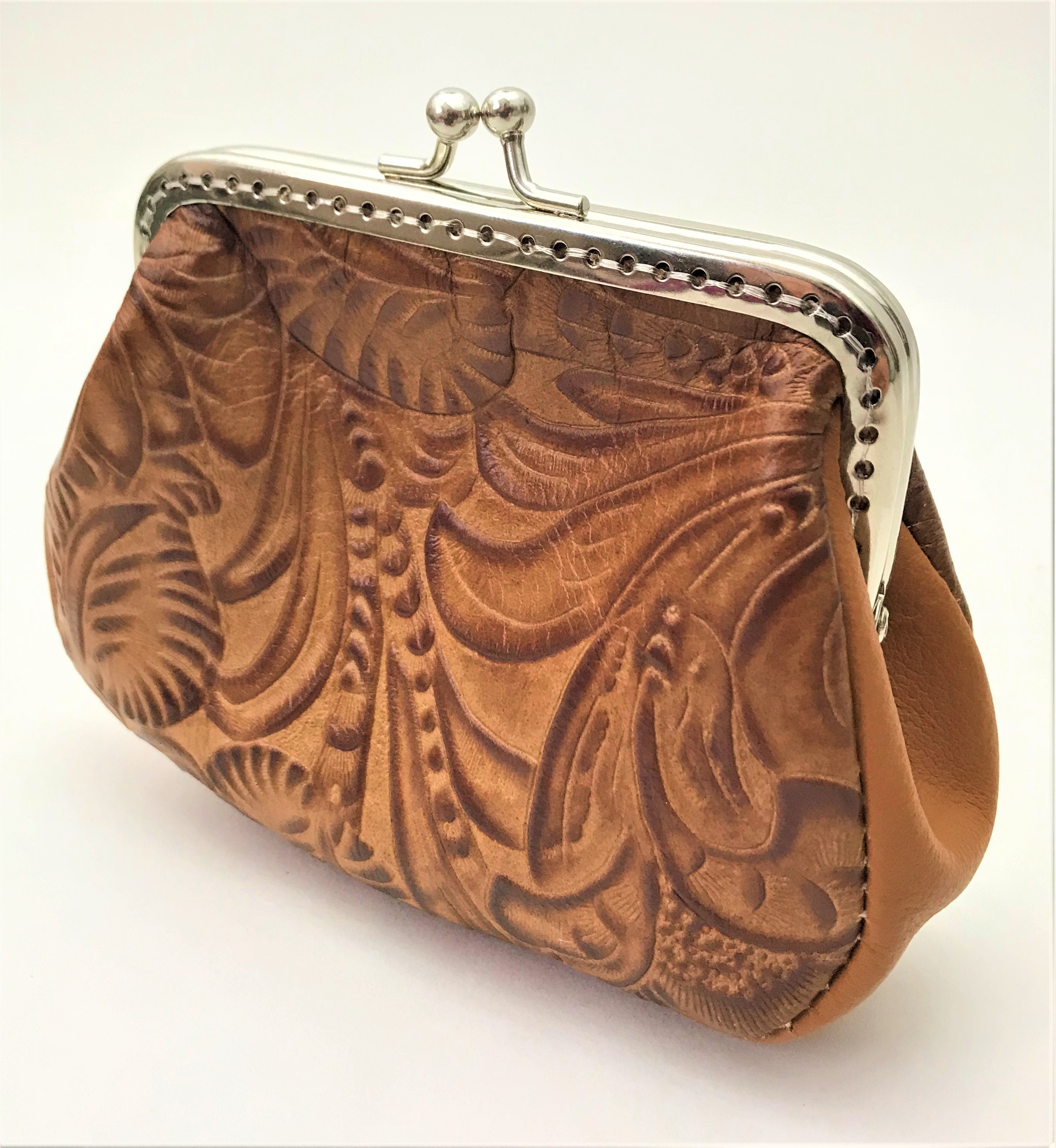 Embossed Leather Purse Embossed Floral Leather Coin Purse - Etsy