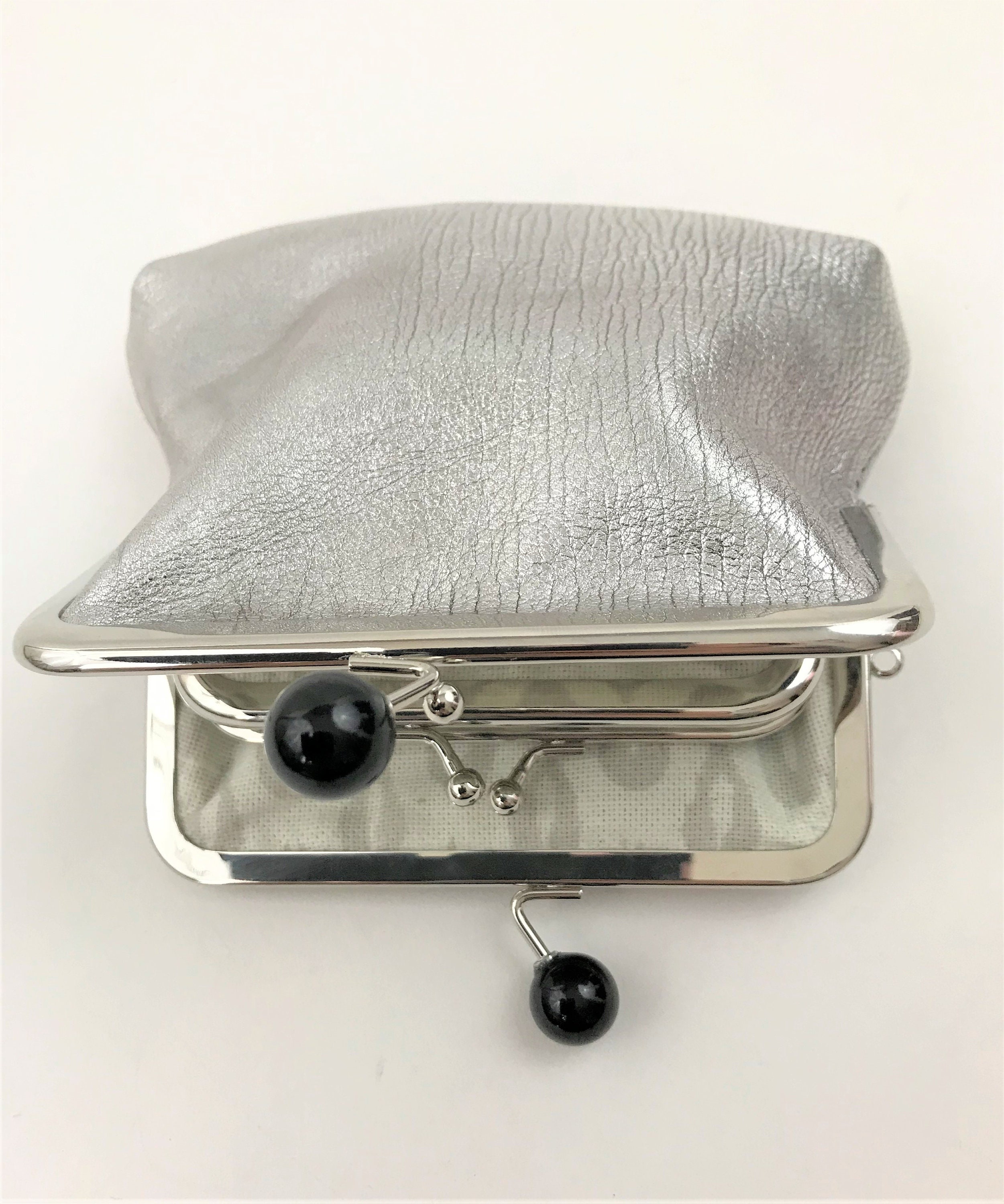 Double Frame Leather Purse3 Compartment Coin Purse Kiss Lock - Etsy