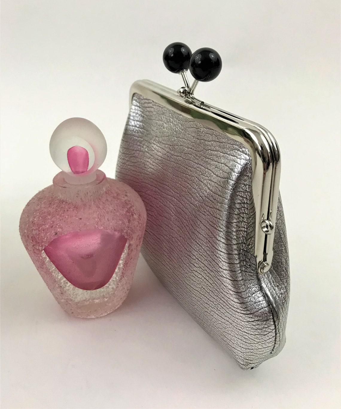 Double Frame Leather Purse3 Compartment Coin Purse Kiss Lock - Etsy