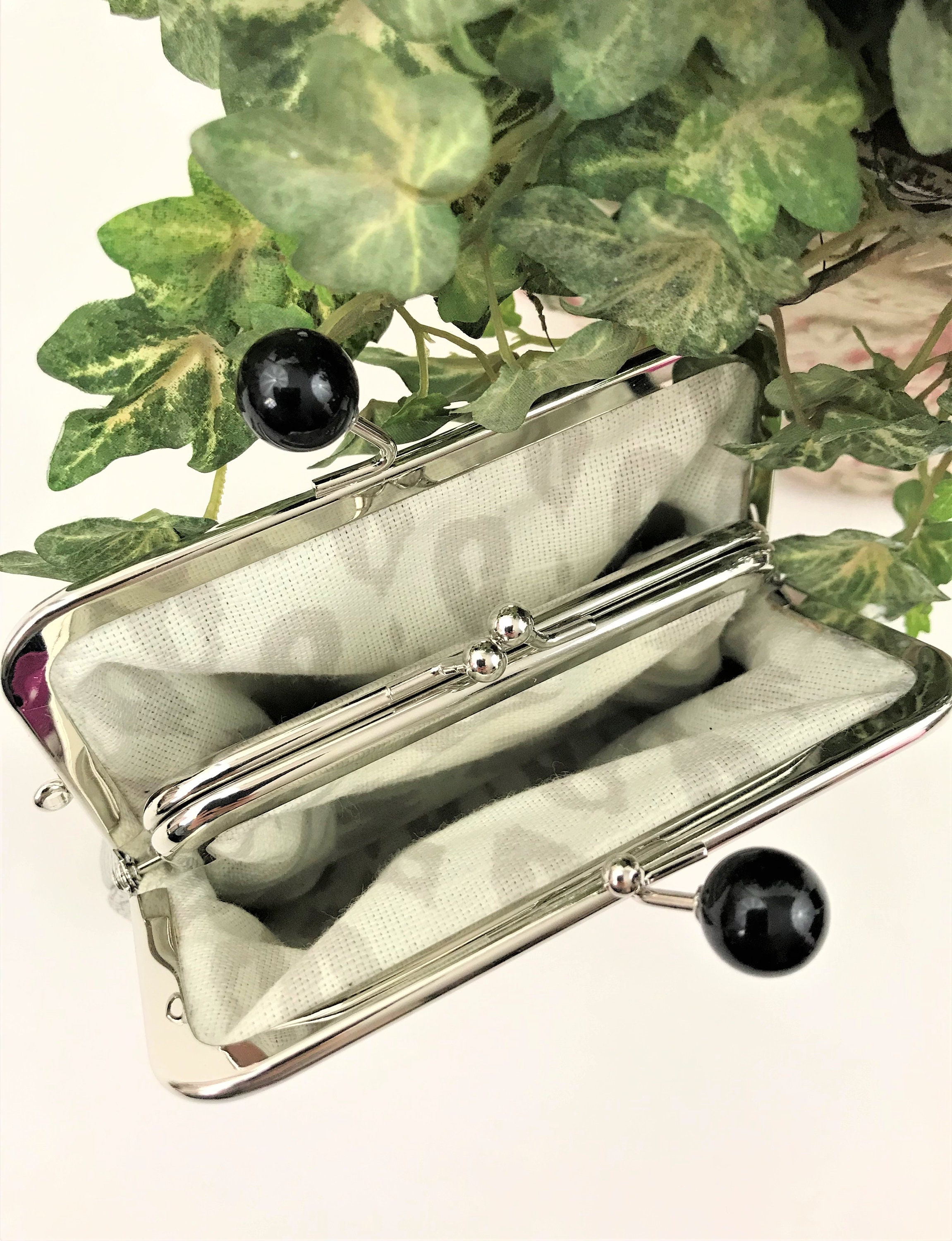 Double Frame Leather Purse3 Compartment Coin Purse Kiss Lock - Etsy