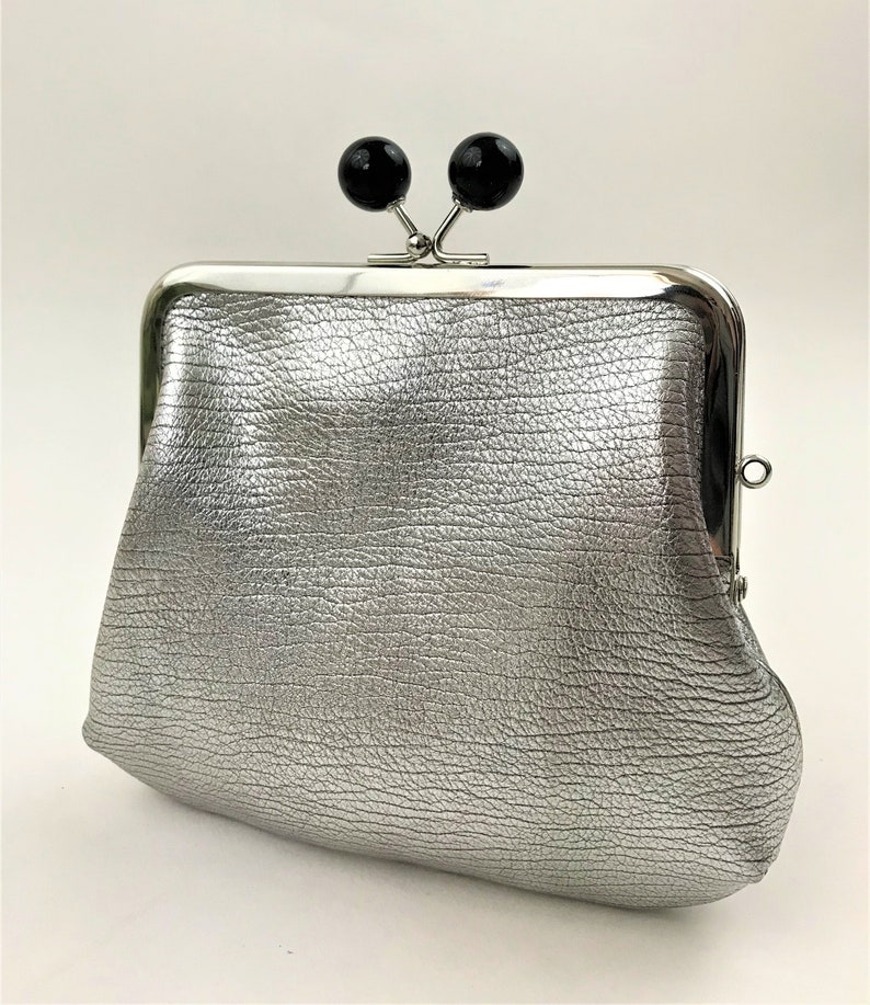 Double Frame Leather Purse3 Compartment Coin Purse Kiss Lock - Etsy