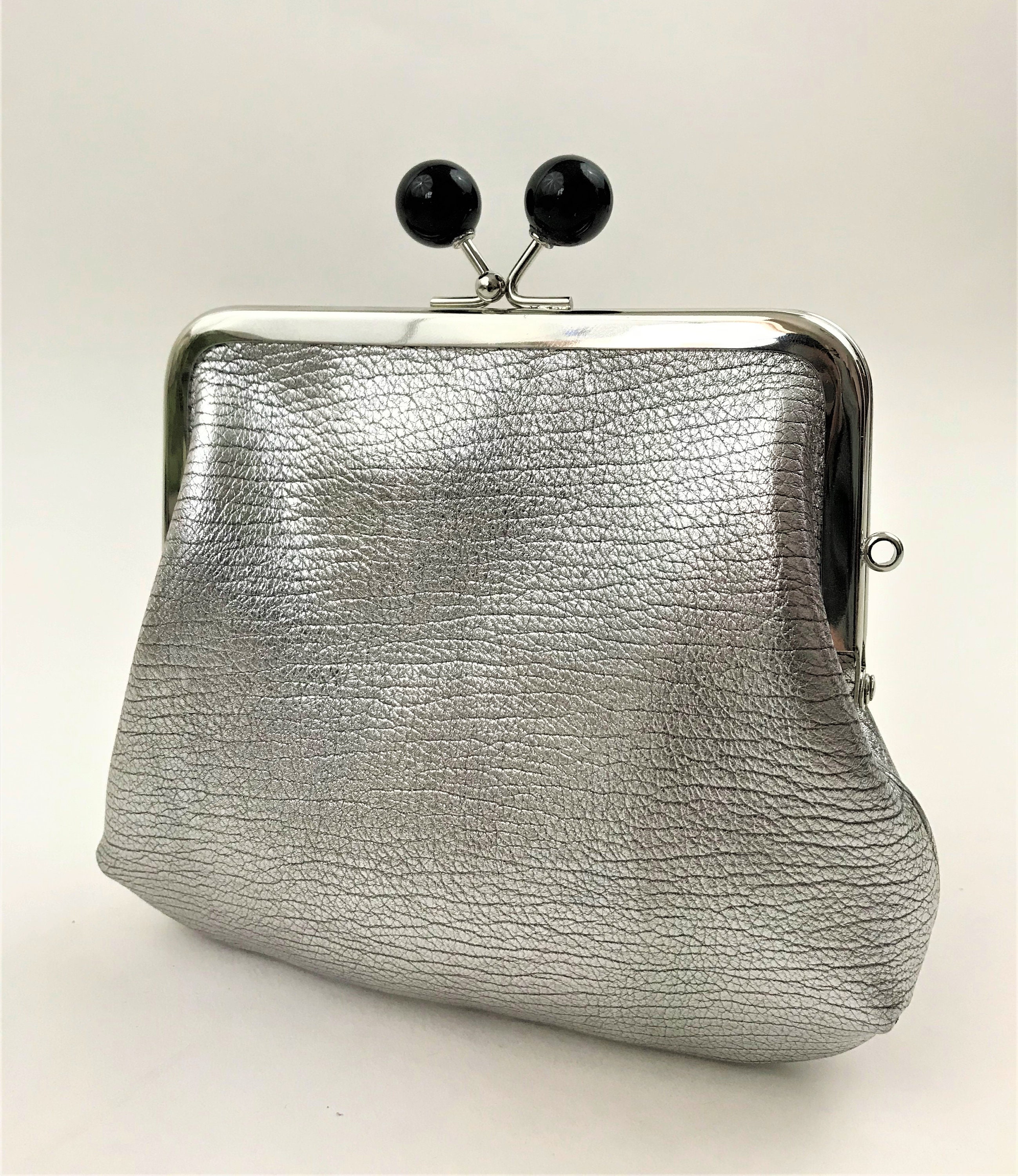 Double Frame Leather Purse3 Compartment Coin Purse Kiss Lock - Etsy