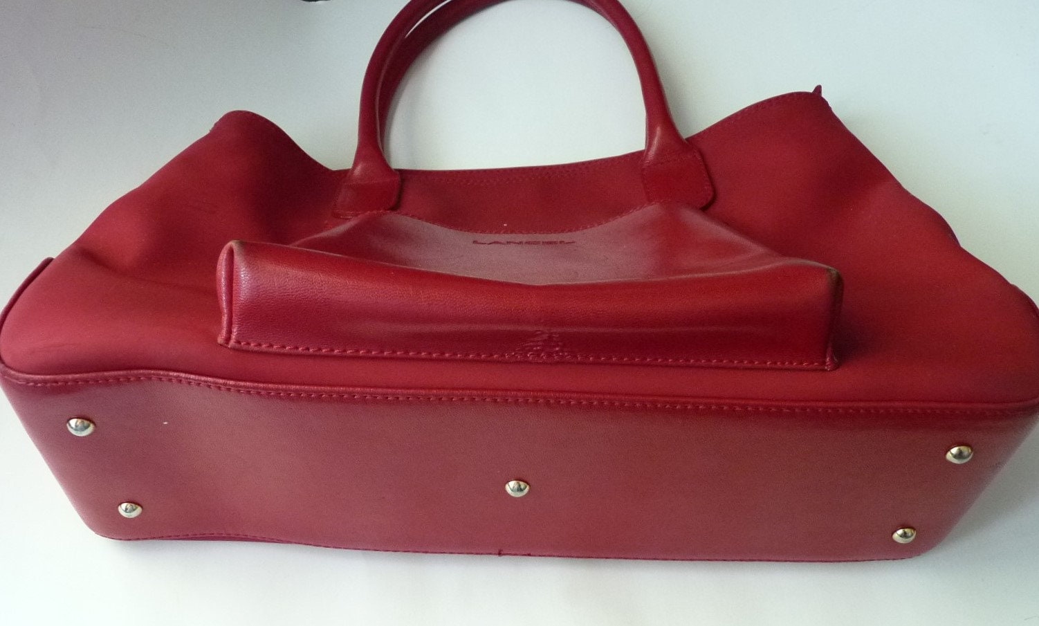 Lancel Vintage Red Nylon Leather Tote Bag - Etsy Israel