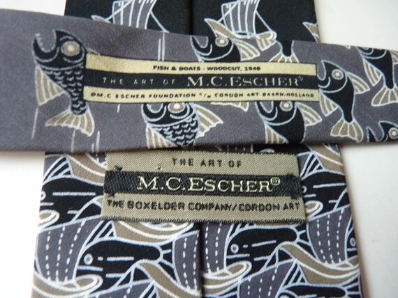 M.C. Escher fish and boats silk tie - Gem