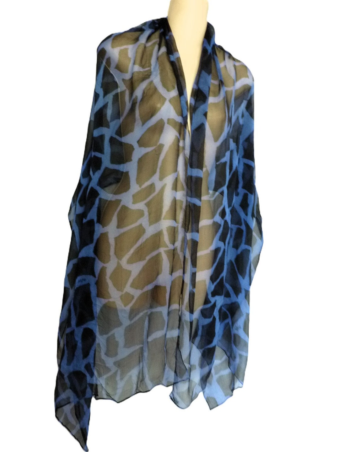 Vera Ladybug Black Blue Signature Silk Shawl Wrap Scarf 76x28" - Etsy