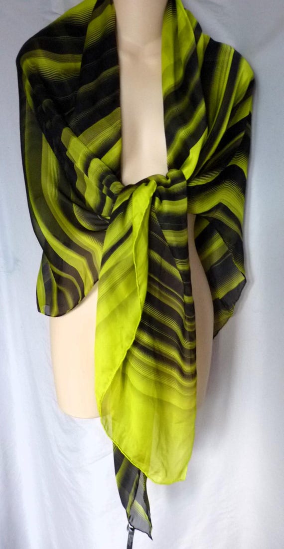 Zaha Hadid Innovation Tower green black chiffon silk … - Gem