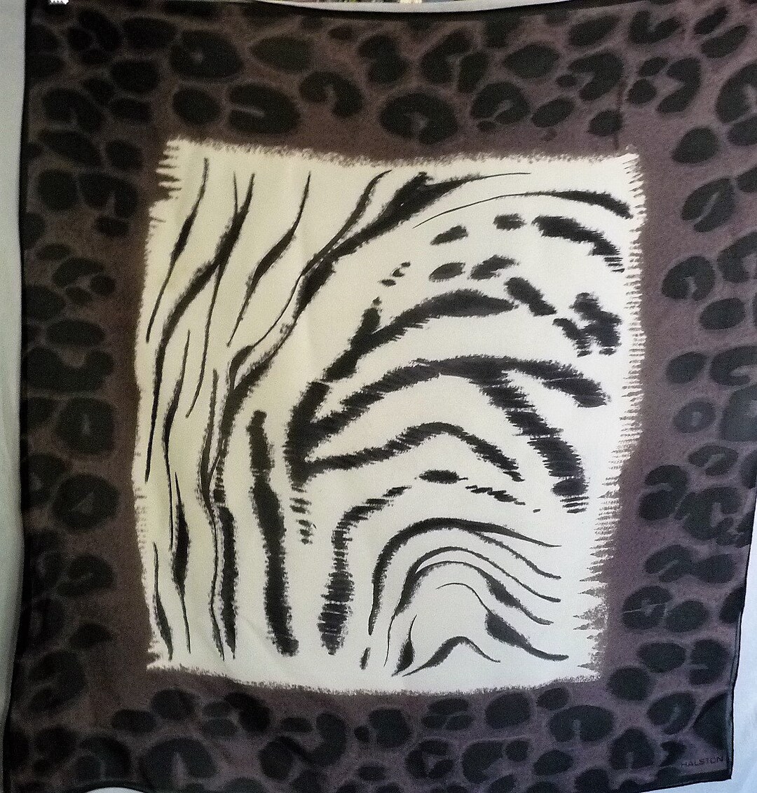 Halston Animal Print Silk Chiffon Scarf 34x34" - Etsy