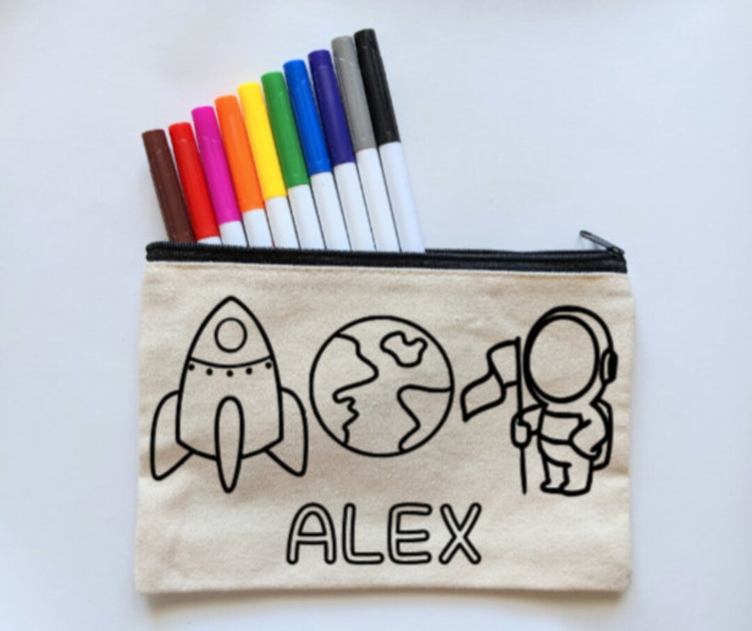 Personalized Space Theme Coloring Kit With Markers - Etsy