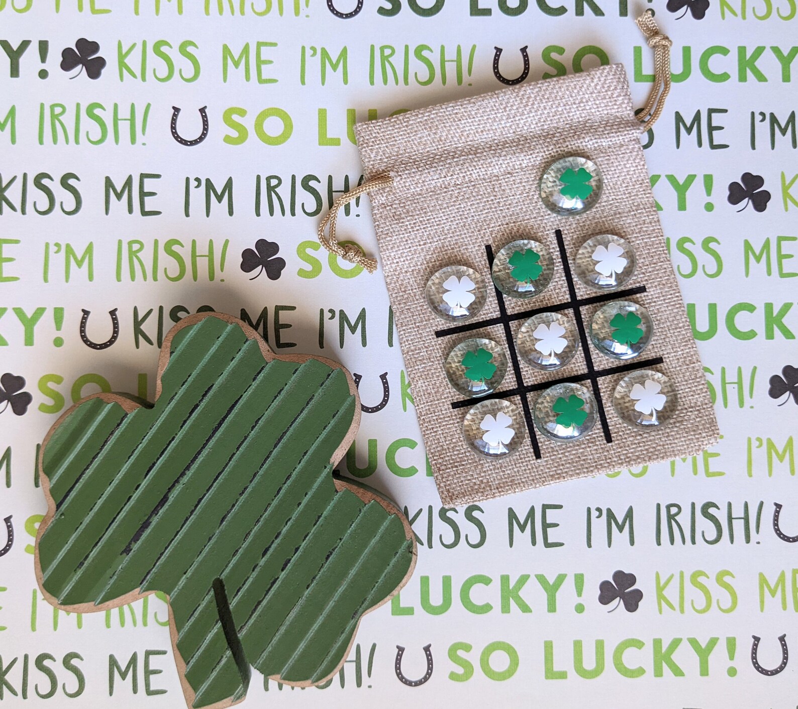 Shamrock Tic Tac Toe Game St. Patricks Day Four Leaf - Etsy