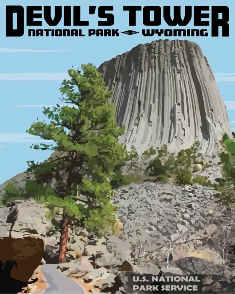 Devil's Tower National Park Poster Print Wyoming Paper - Etsy