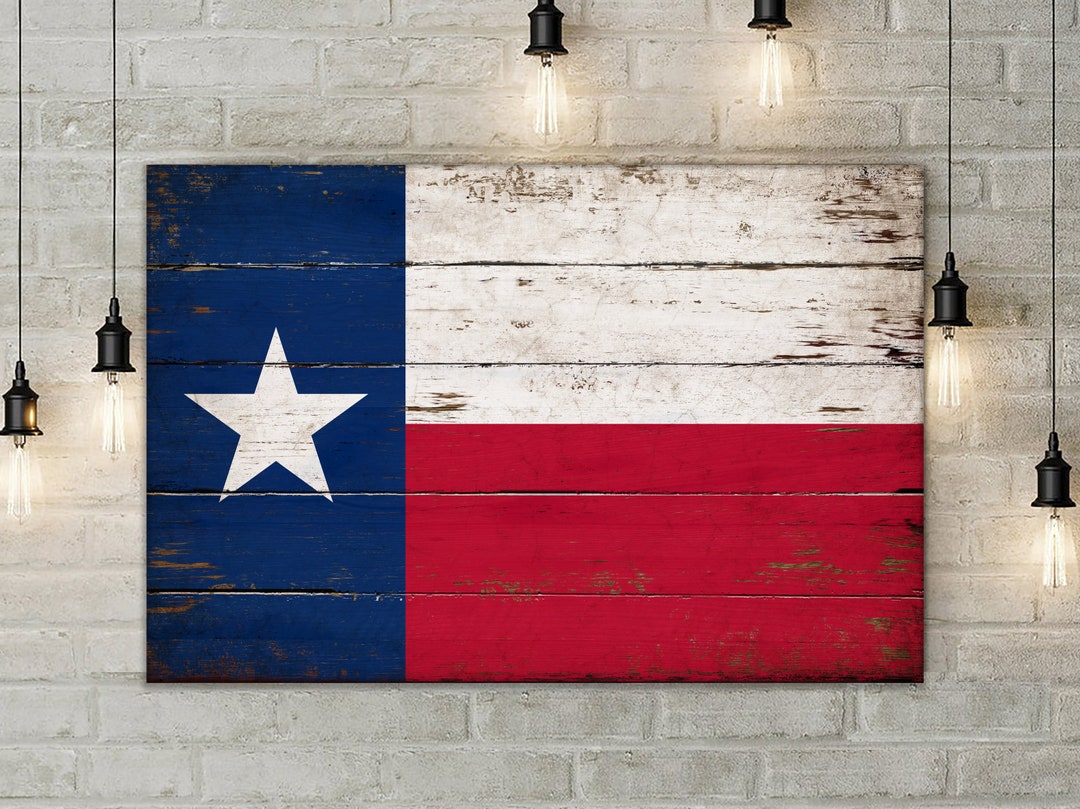 Texas Flag Rustic Flag Stretched Canvas Print Wall Decor Sign Wall Art ...