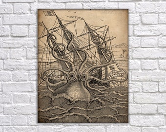 Squid Wall Art | Etsy