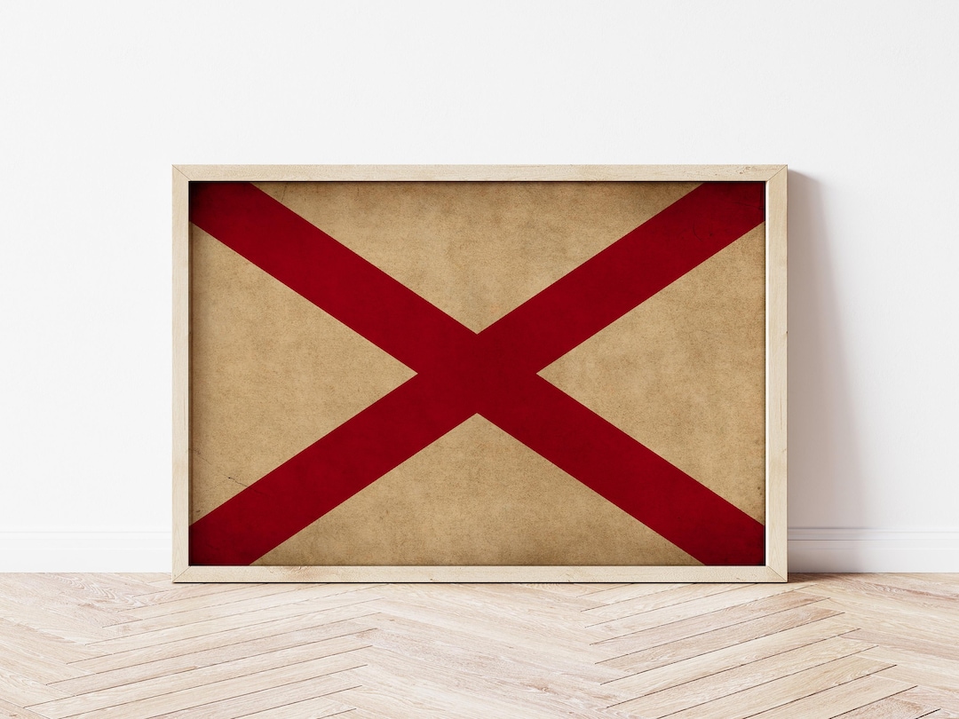 Alabama Printable Download State Flag Vintage Wall Decor Bama Flags ...