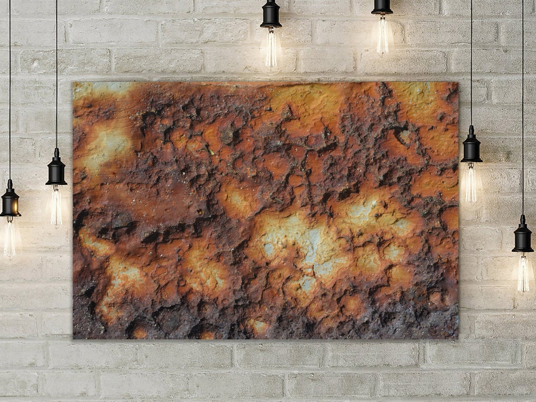 Rusted Painted Iron Texture Wall Decor Abstract Industrial Canvas Print ...