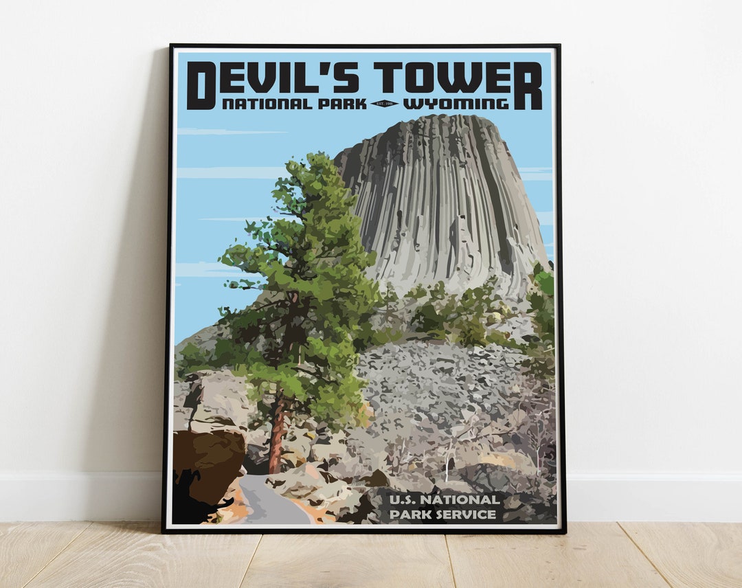Devil's Tower National Park Poster Print Wyoming Paper Print, Gifts for ...