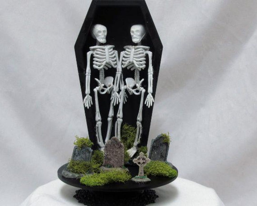 COFFIN SKELETON WEDDING Cake Topper Gothic Graveyard Tombstones Spooky ...