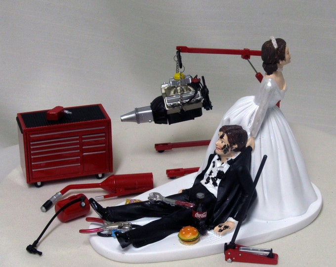 Mechanic Mac Tools Wedding Cake Topper Brunette Bride - Etsy
