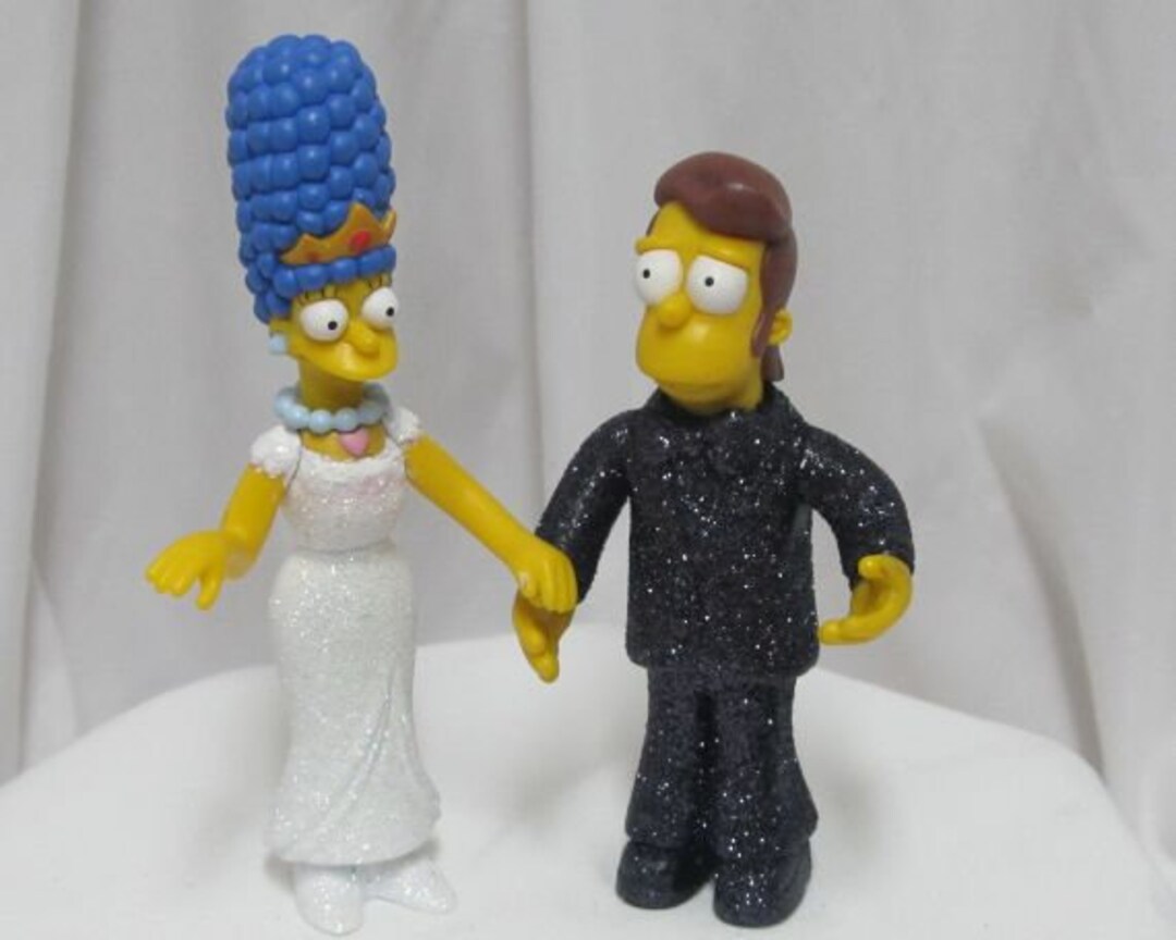 Young Simpsons Wedding Cake Topper Glittered Bride Dress Glittered ...