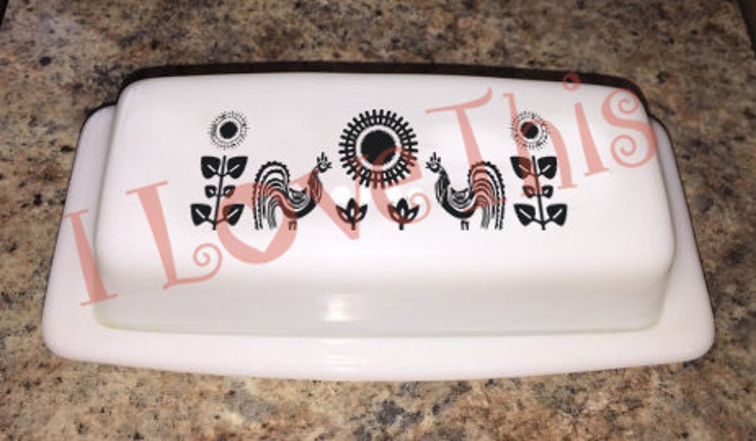 Pyrex Black Rooster Butterdish Vinyl Decal - Etsy