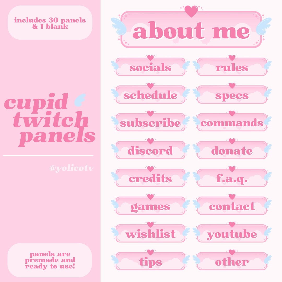 Cute Cupid Angel Twitch Panels Twitch Panel Custom Twitch Panel for ...