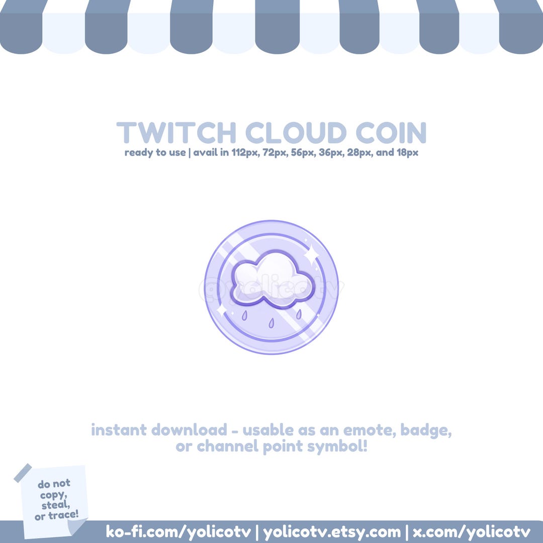 Cute Rainy Cloud Channel Point Coin | Twitch Coin | Twitch Channel ...