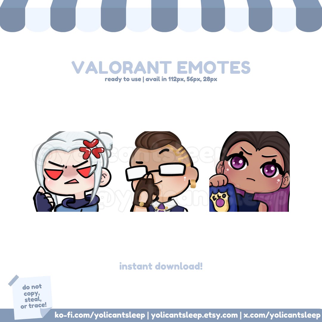 Valorant Emotes | Jett, Chamber, Reyna Twitch Stream Emotes (digital ...