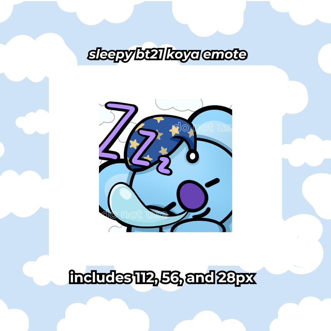 Sleepy BT21 Koya Emote for Twitch, Discord, Streamers BTS, Kpop - Etsy