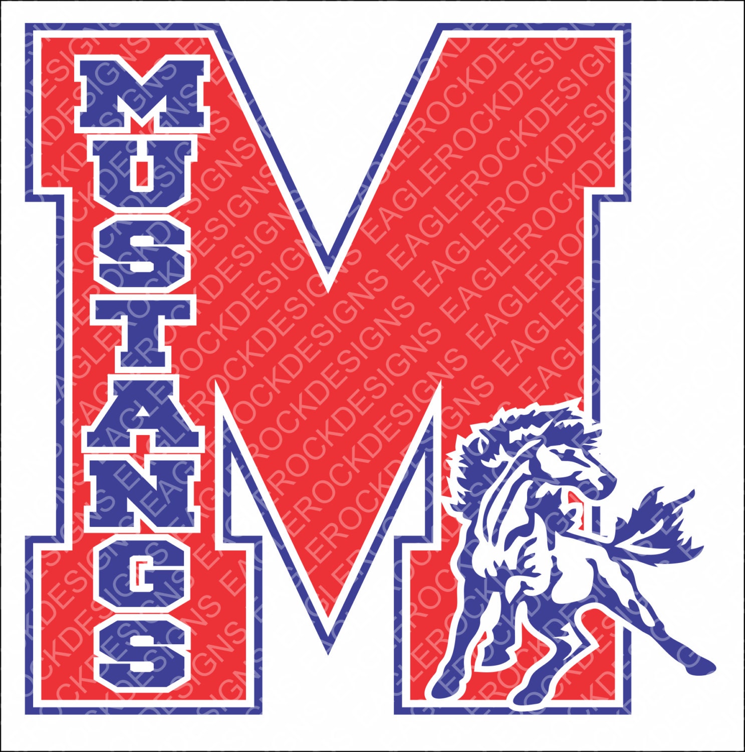 Mustangs Varsity Letter SVG DXF EPS Cut File Monogram | Etsy