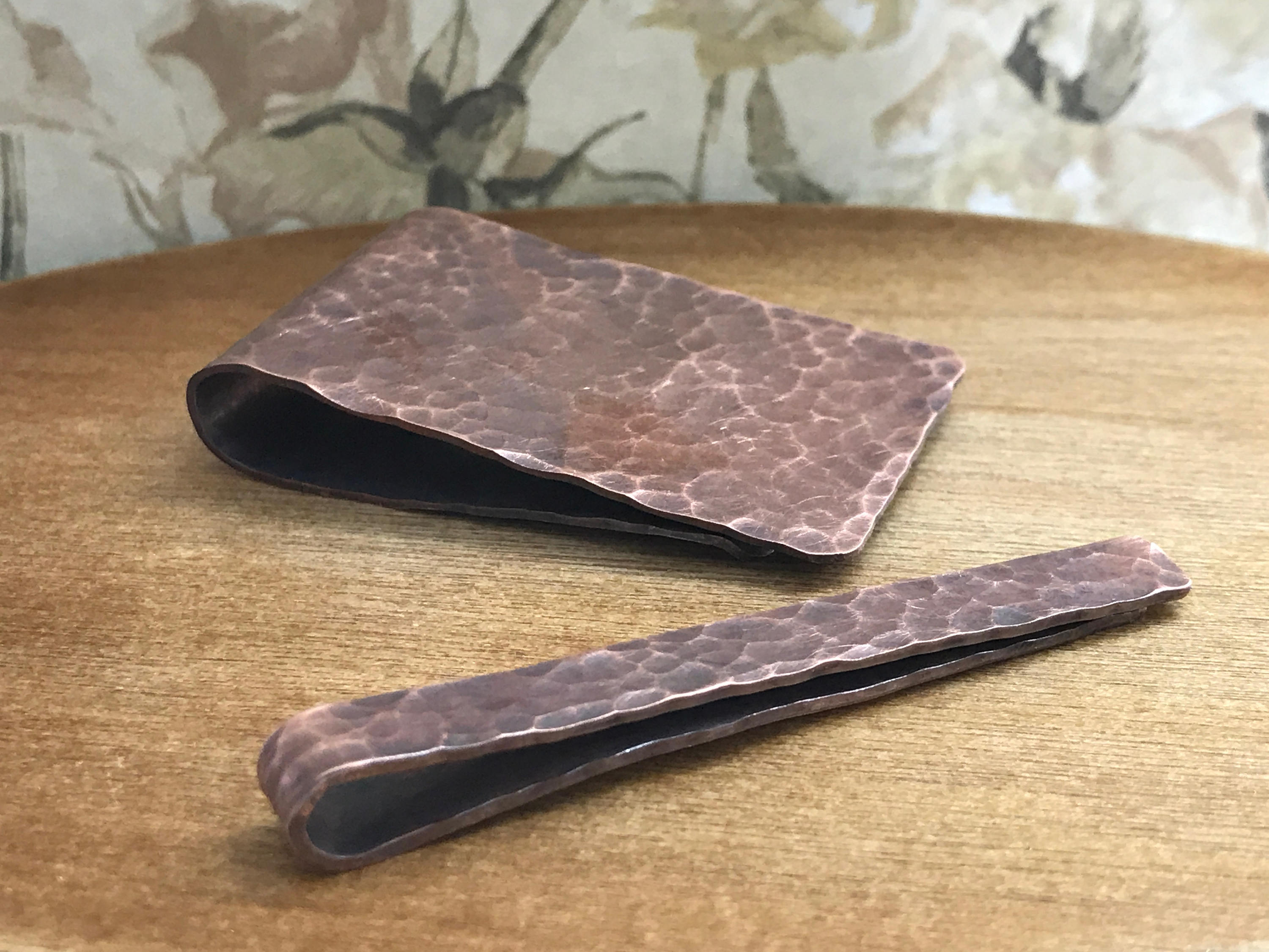 Hand Made Copper Tie Clip and Money Clip Set Hammered Texture - Etsy