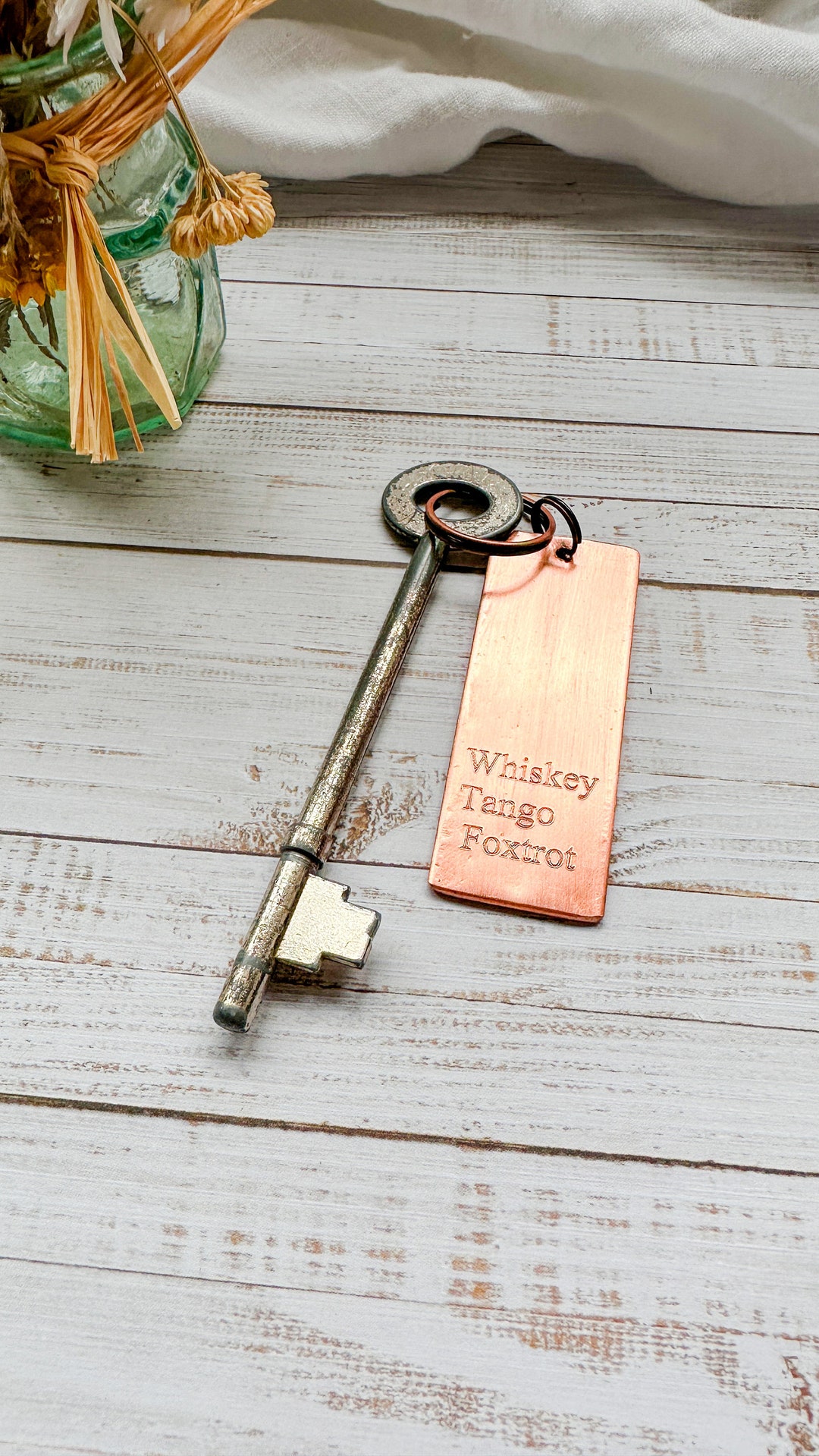 Copper Key Ring WTF Recycled Copper Pipe Key Chain Phonetic Alphabet ...