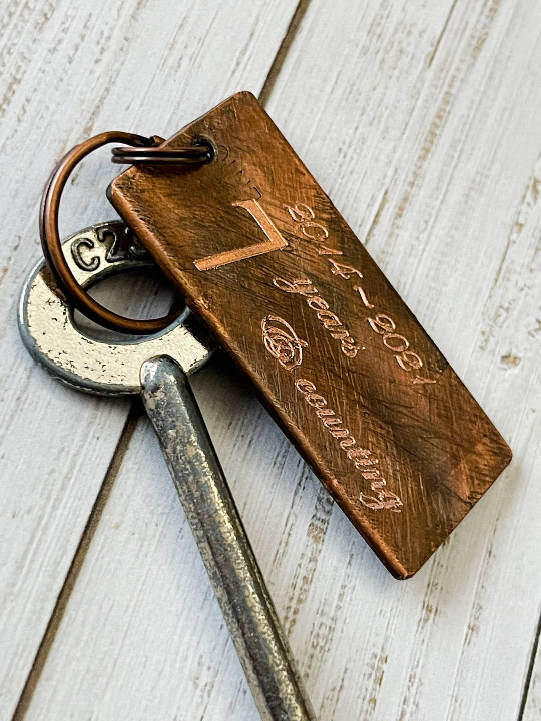 Copper Key Ring Key Chain Distressed Patina Recycled Copper 7th ...
