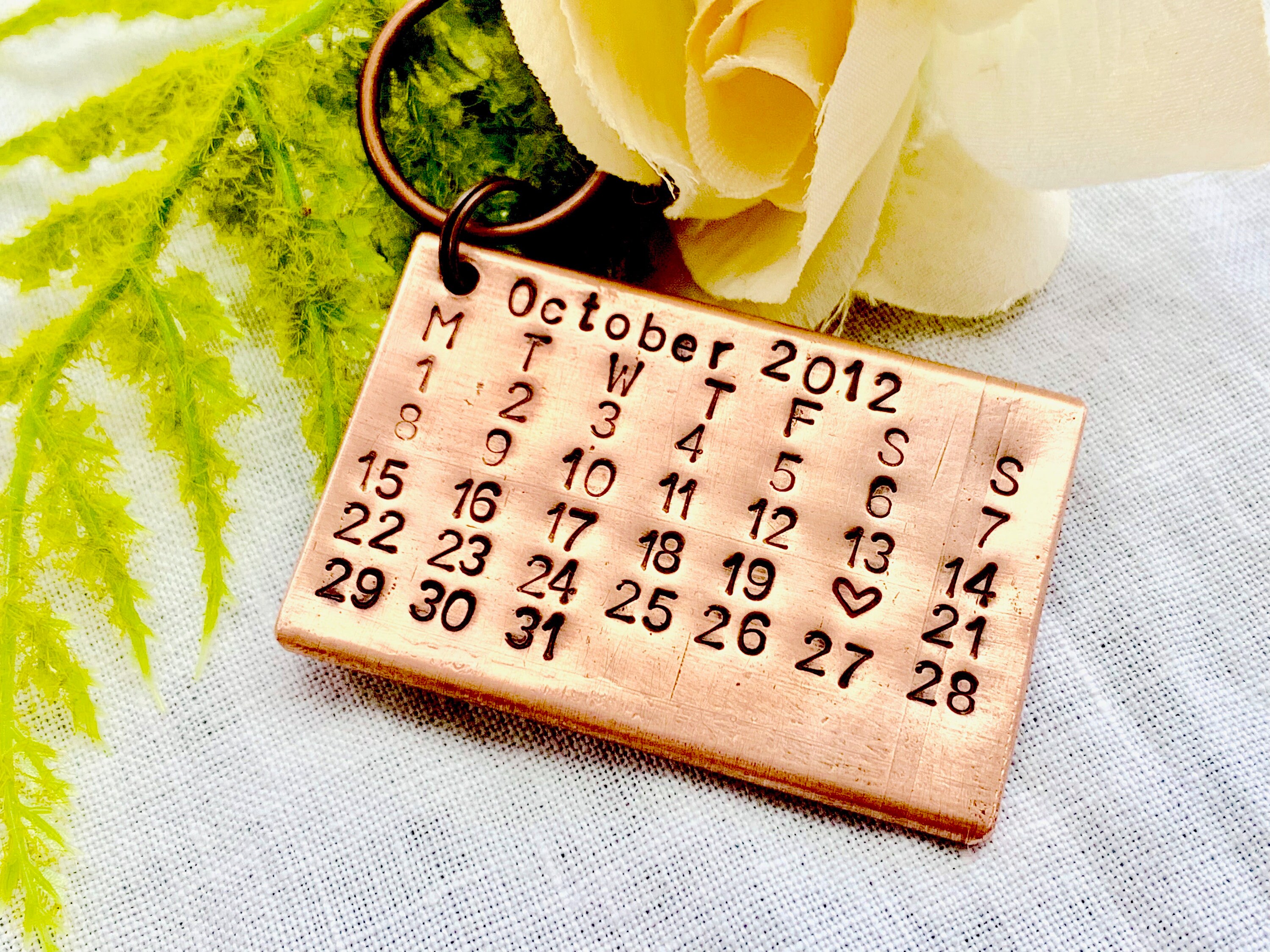 Copper Key Ring from Recycled Copper Pipe Calendar 7th | Etsy