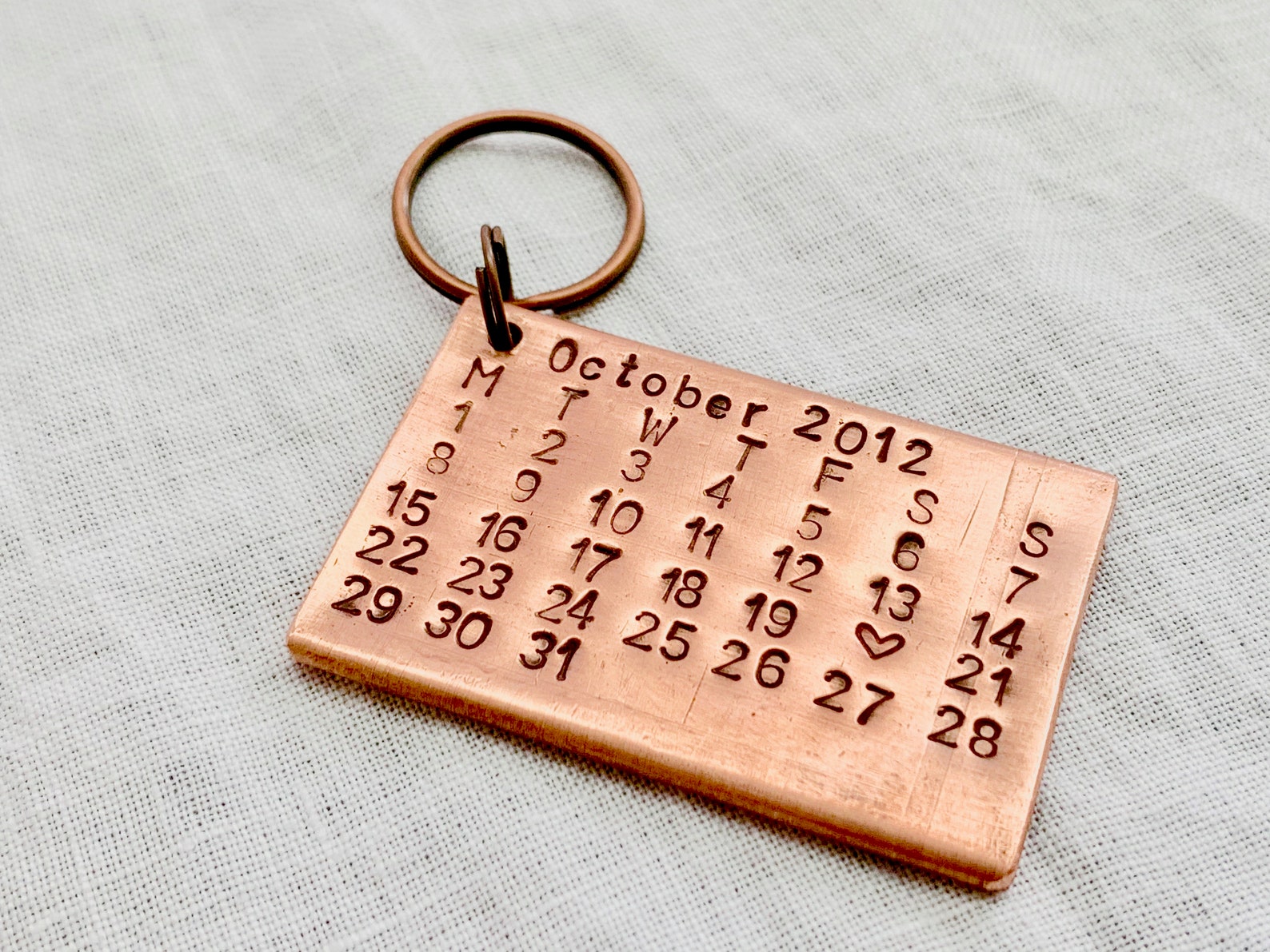 Copper Key Ring from Recycled Copper Pipe Calendar 7th | Etsy