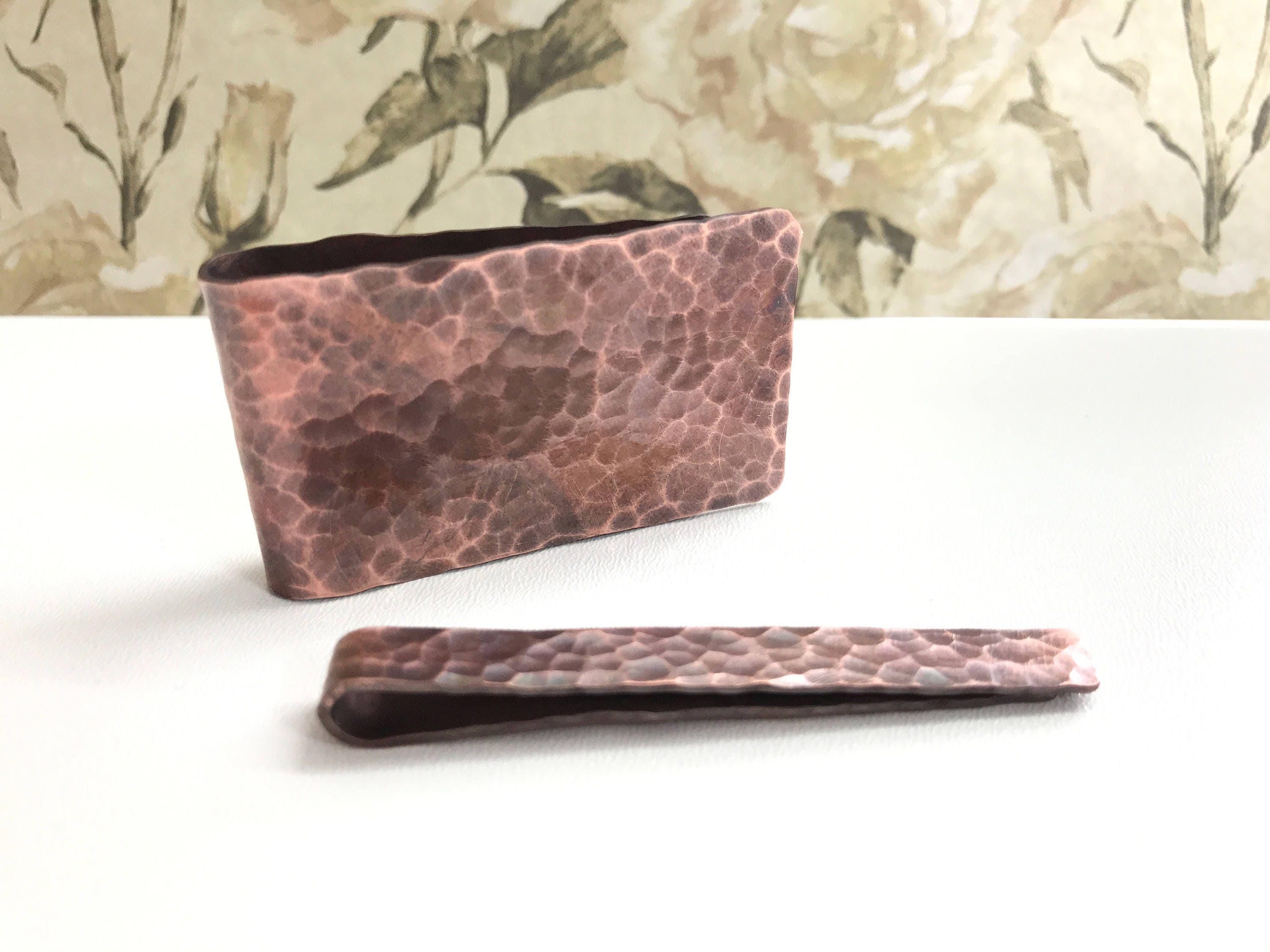 Hand Made Copper Tie Clip and Money Clip Set Hammered Texture - Etsy
