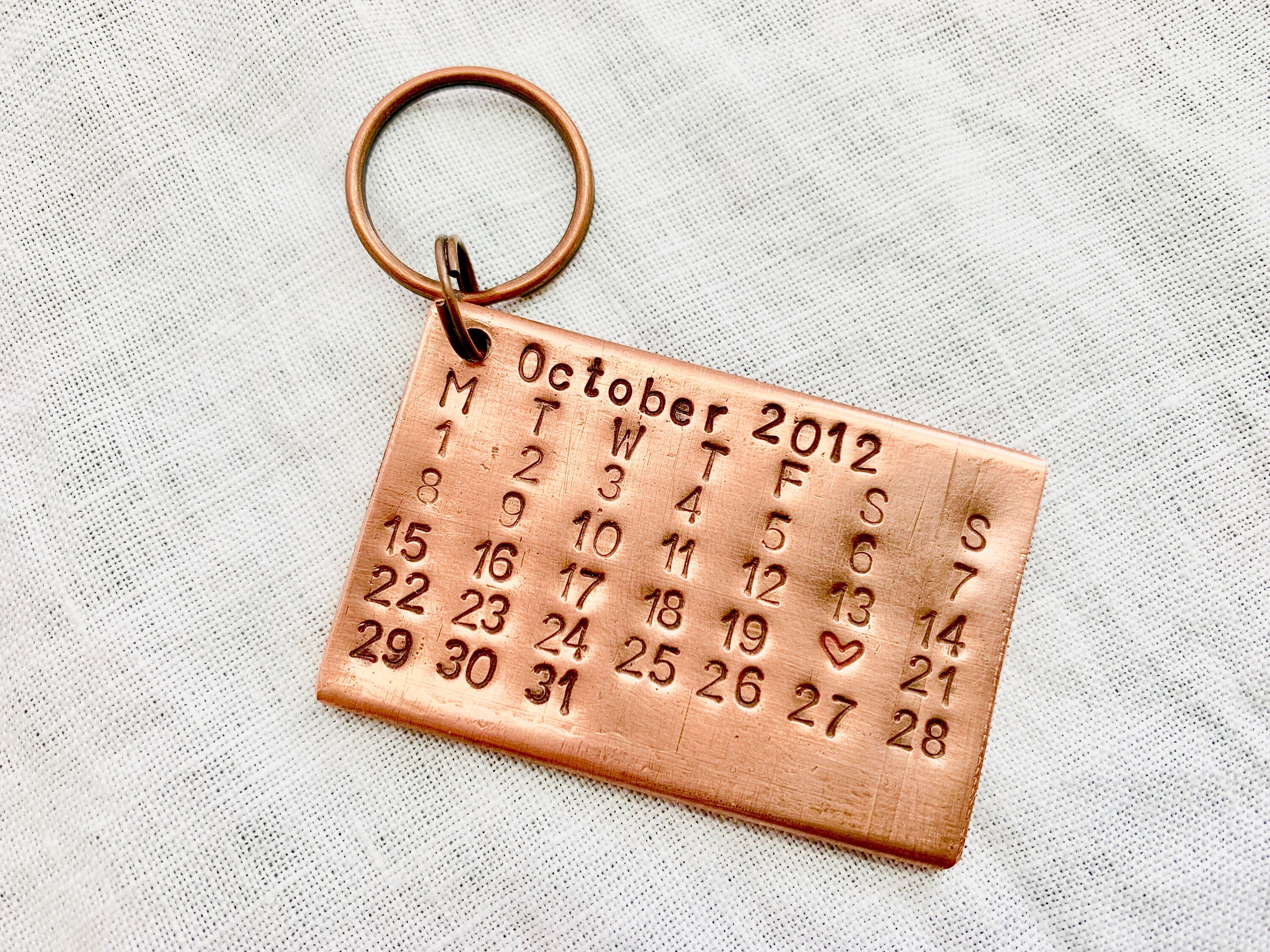 Copper Key Ring from Recycled Copper Pipe Calendar 7th | Etsy