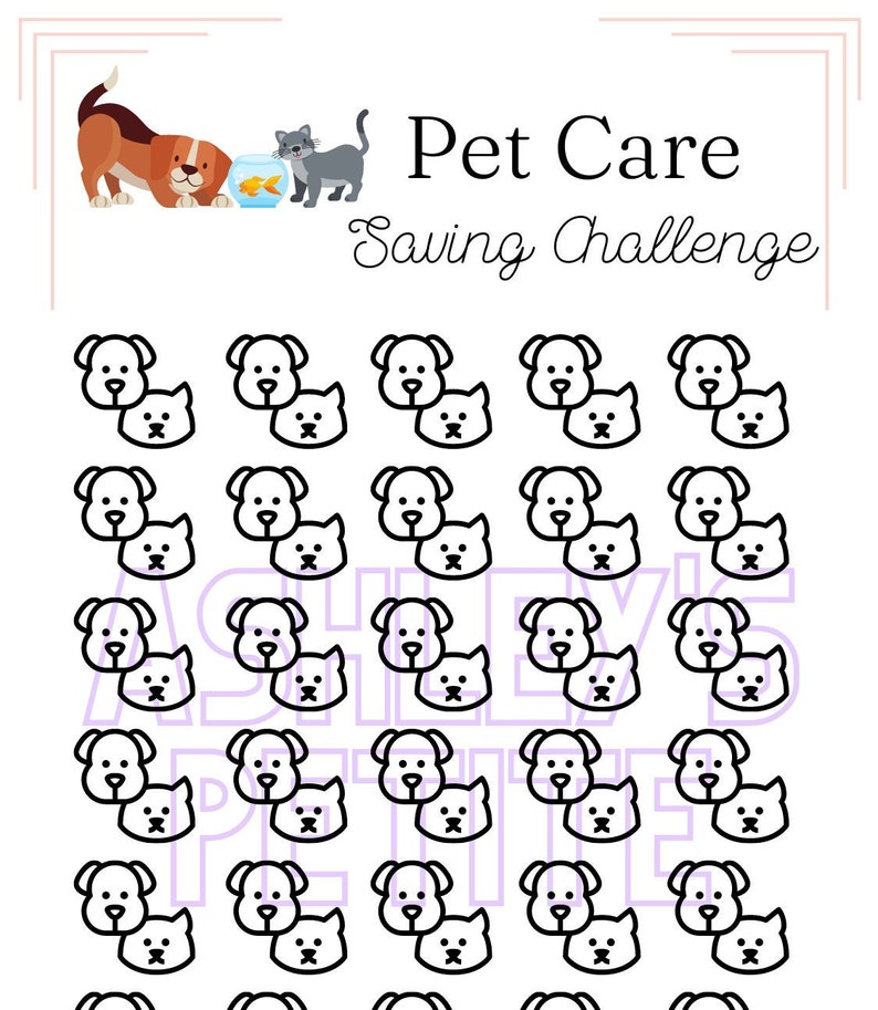 Pet Care Saving Challenge. Printable Budget Sheet Minimalist - Etsy