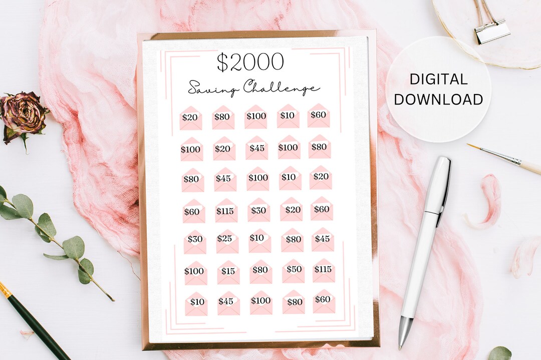 2000 Saving Challenge. Printable Budget Sheet- Minimalist Budget Sheet ...