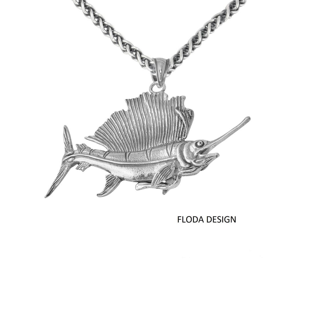 Sailfish 3D Pendant Necklace in Sterling Silver, Sailfish Jewelry FD- 1 ...