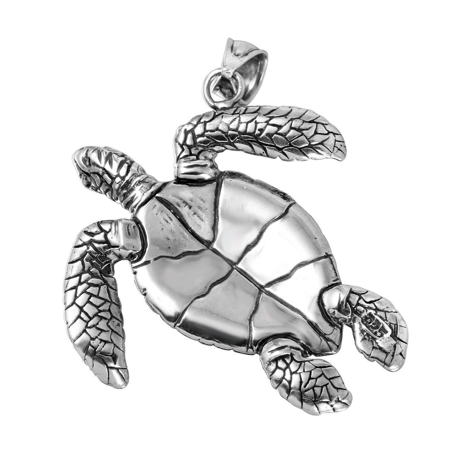 3D Sea Turtle Pendant in Sterling Silver, Turtle Love Jewelry, Nautical ...